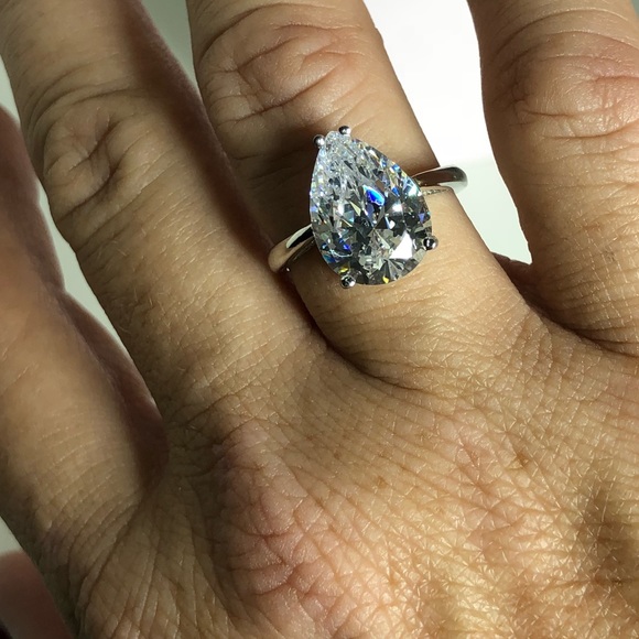 Jewelry | 3ct 925 Simulated Diamond Pear Cut Solitaire Ring | Poshmark